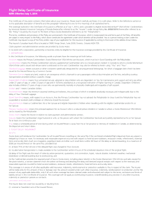 Fillable Online Flight Delay Certificate of Insurance Fax Email Print ...