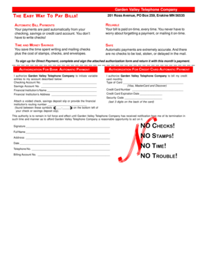 Fillable Online Auto Payment Form - Garden Valley Telephone Co. Fax Email Print - pdfFiller