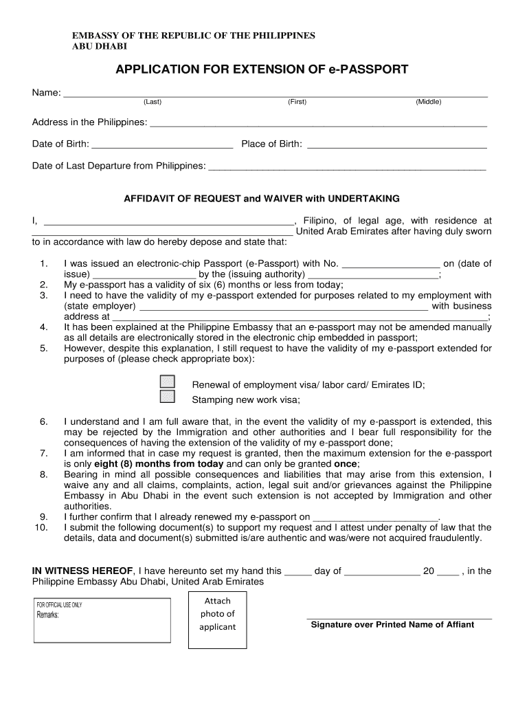 Fillable Online BApplicationb for Passport ExtensionPDF - Philippine ...