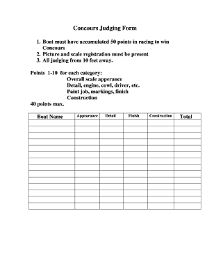 Fillable Online Concours Judging Form - impba Fax Email Print - pdfFiller