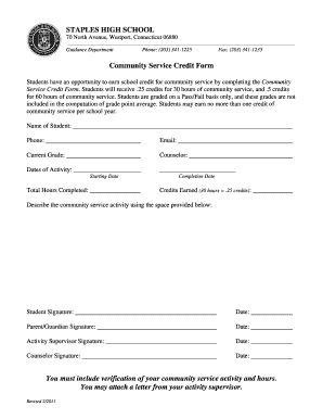 Fillable Online Community service credit form - Amazon Web Services Fax ...