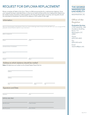 Fillable Online Diploma Replacement form - Office of the Registrar - George ... Fax Email Print ...