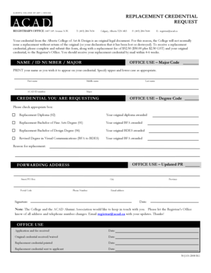 Fillable Online Replacement Credential Request Form - ACAD Fax Email Print - pdfFiller