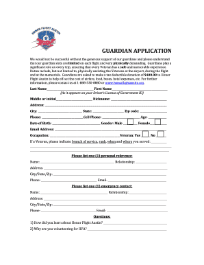 Fillable Online honorflightaustin HFA Guardian Application - Honor ...