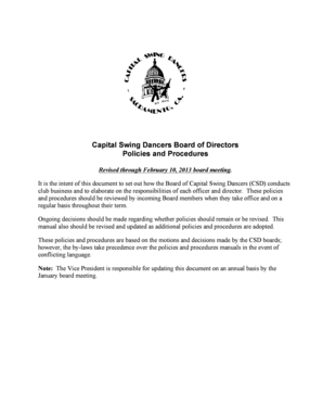 Board Of Directors Policies And Procedures | pdfFiller