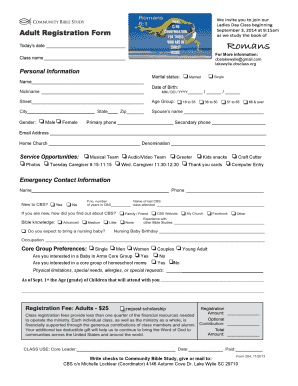 Fillable Online Adult Registration Form.pdf - cbsclass.org Fax Email ...