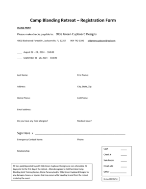 Fillable Online Camp Blanding Retreat Registration Form Fax Email Print ...