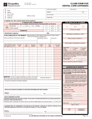 Fillable Online CLAIM FORM FOR DENTAL CARE EXPENSES - RE/MAX Canada Fax ...