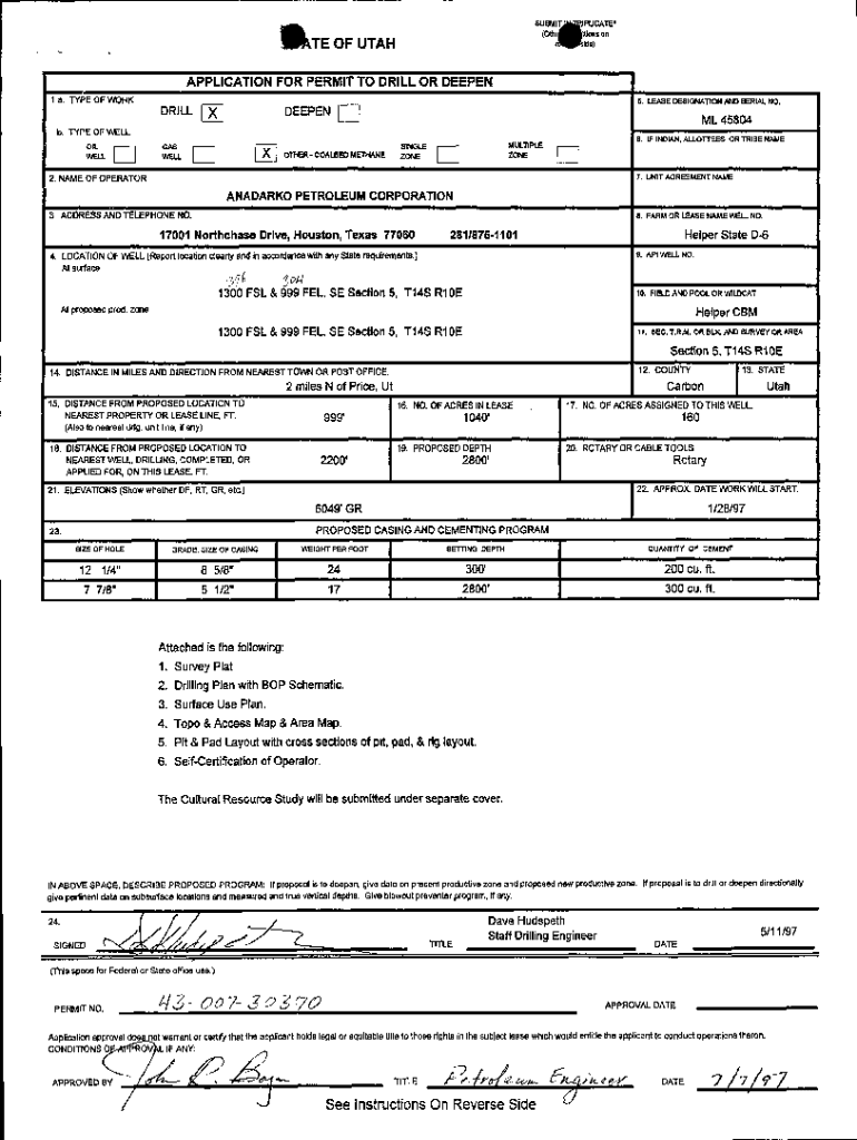 Fillable Online Application for Permit to Drill, Deepen or Plug Back ... Fax Email Print - pdfFiller