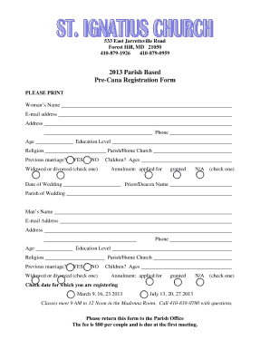 Fillable Online St Ignatius Hickory Marriage Preparation Booklet Fax Email Print - pdfFiller