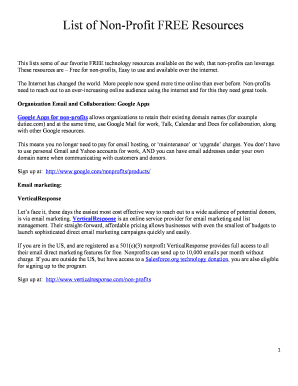 Fillable Online List of Non-Profit FREE Resources Fax Email Print ...