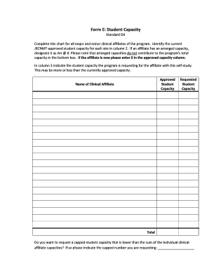 Fillable Online jrcnmt Form E: Student Capacity (Std D4) Fax Email ...