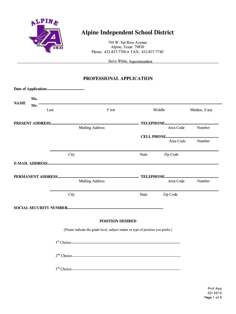 Fillable Online Professional Application - Amazon S3 Fax Email Print - pdfFiller