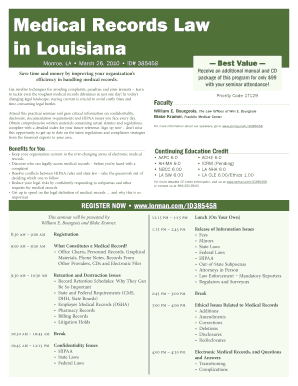 Fillable Online Medical Records Law in Louisiana Monroe, LA March 26 ...