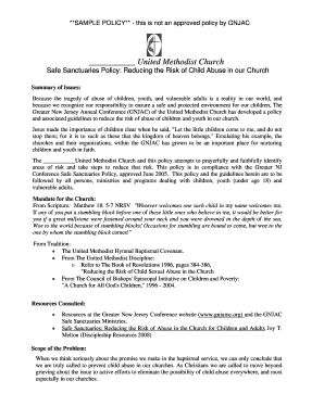 Fillable Online SAMPLE Safe Sanctuary POLICY 2010rtf Fax Email Print - pdfFiller