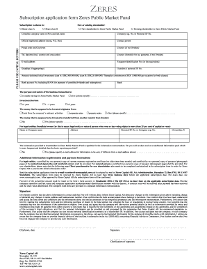 Fillable Online Subscription application form Zeres Public Market Fund Fax Email Print - pdfFiller