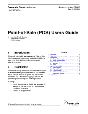 Fillable Online POSUG, Point-of-Sale (POS) - User s Guide - Freescale ...