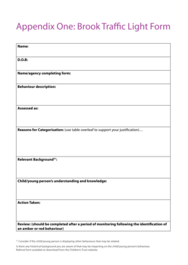 Fillable Online Appendix One: Brook Traffic Light Form Fax Email Print ...
