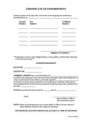 Fillable Online CERTIFICATE OF ENDORSEMENT - Amazon S3 Fax Email Print - pdfFiller