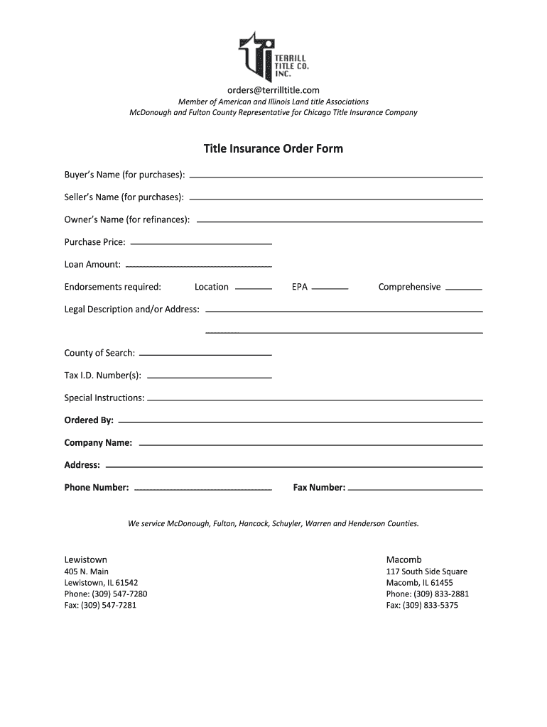 Fillable Online Member of American and Illinois Land title Associations ...