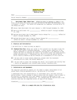 Fillable Online ORGANIZATION NAME Premium Only Plan Election Form Fax ...