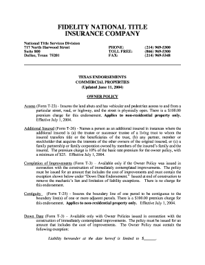 Fillable Online FIDELITY NATIONAL bTITLE INSURANCEb COMPANY Fax Email ...