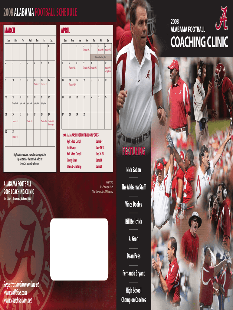 Fillable Online FEATURING 2008ALABAMA FOOTBALL SCHEDULE Fax Email Print ...