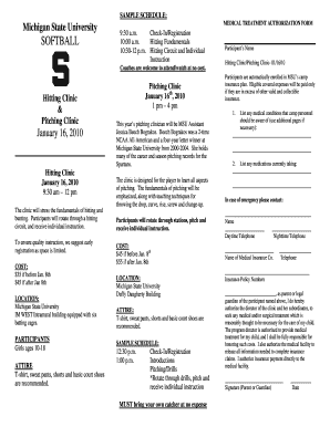 Fillable Online SAMPLE SCHEDULE: Michigan State University SOFTBALL ...