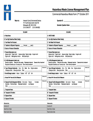 Fillable Online hennepin Form 2 Hazardous Waste Management Plan (PDF ...