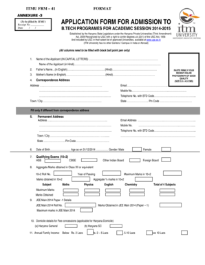 Fillable Online Format of admission application form-cum students ...