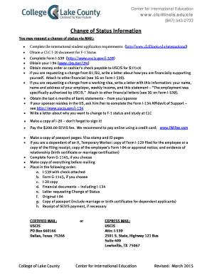 Fillable Online Change of Status Information Fax Email Print - pdfFiller