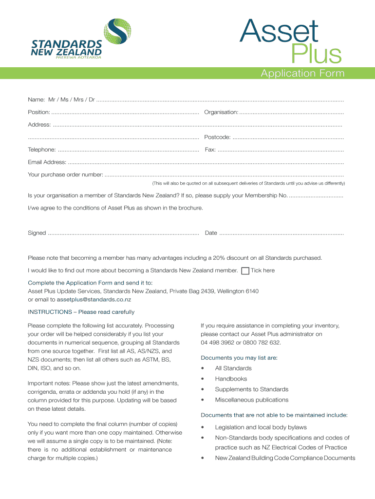 Fillable Online Application Form - Standards New Zealand Fax Email Print - pdfFiller