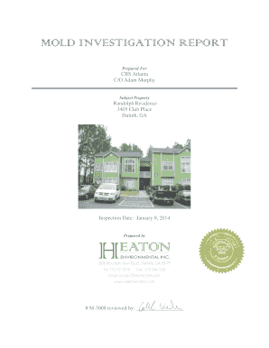 Fillable Online MOLD INVESTIGATION REPORT Fax Email Print - pdfFiller