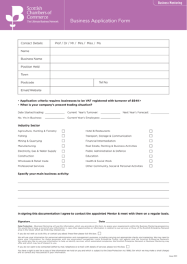 Fillable Online Business Application Form - Renfrewshire Chamber of ...