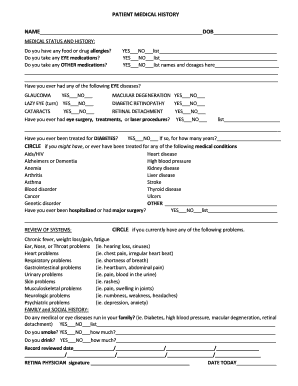 Fillable Online MEDICAL STATUS AND HISTORY Fax Email Print - pdfFiller