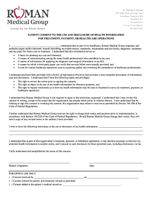 Fillable Online romanmedicalgroup Patient Consent Form - Roman Medical ...