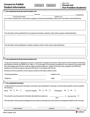 Fillable Online Consent to Publish Student Information form - Carleton ...