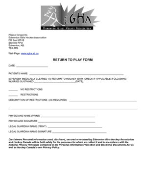 Fillable Online Return to Play Form-EGHA - RAMP Interactive Fax Email ...