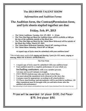 Talent Show Audition Form Pdf - Page 2 | pdfFiller