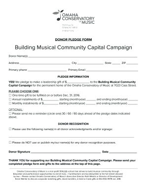 Fillable Online omahacm DONOR PLEDGE FORM Building Musical Community ...
