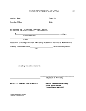 Fillable Online Notice of Withdrawal of Appeal Fax Email Print - pdfFiller