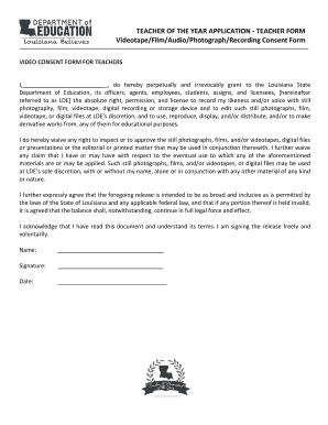 Fillable Online TEACHER OF THE YEAR APPLICATION - TEACHER FORM Videotape ... Fax Email Print ...