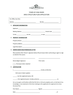 Fillable Online Area Structure Plan - Application - The Town of High ...