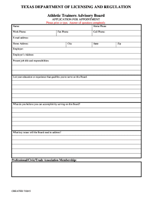 Fillable Online texas department of licensing and regulation - TDLR ...