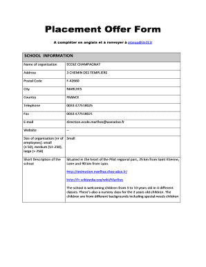 Fillable Online is muni Placement Offer Form - IS MU - is muni Fax Email Print - pdfFiller