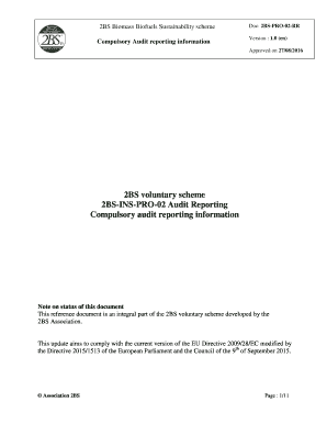 Fillable Online 2bsvs 2BS voluntary scheme 2BS-INS-PRO-02 Audit ...