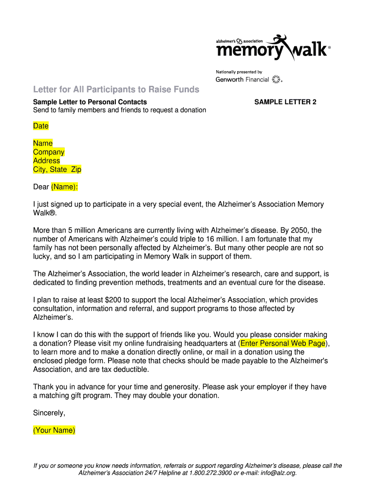 Fillable Online alz Sample Fundraising Letter 2.doc Fax Email Print - pdfFiller