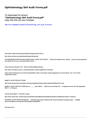 Fillable Online Ophthalmology Self Audit Forms - Pdfslibforme.com Fax ...