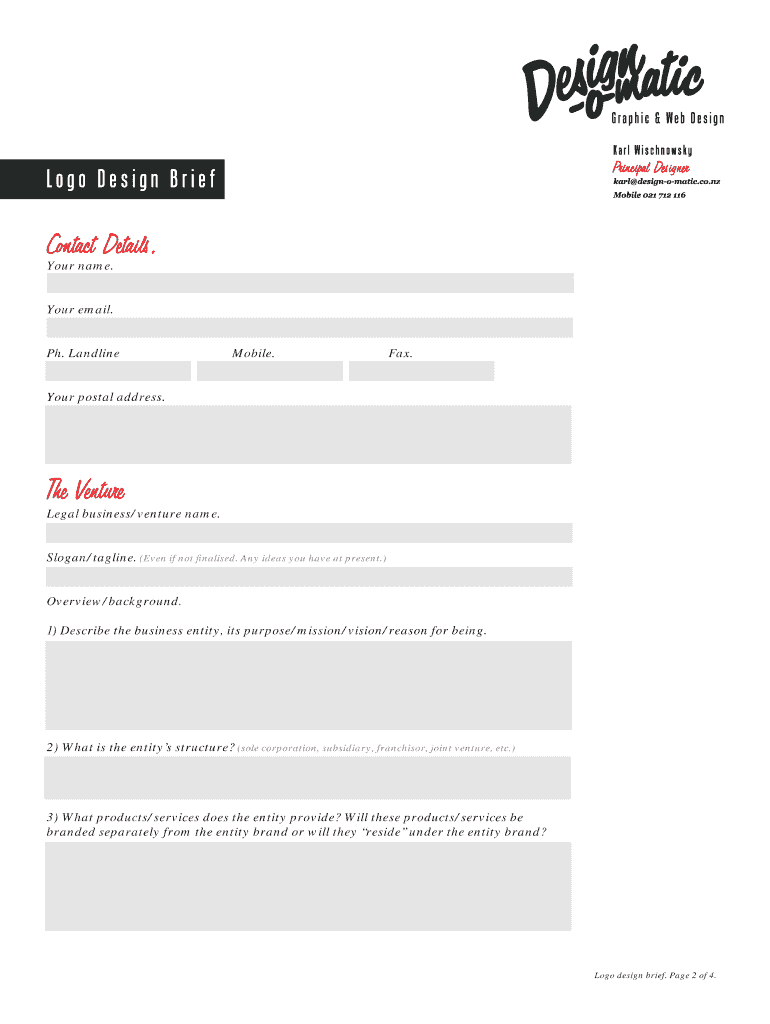 Fillable Online designomatic co Logo Brief Form - Graphic Design and ...