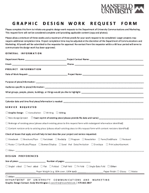 Fillable Online mansfield Work Request Form. Graphic Design - mansfield ...